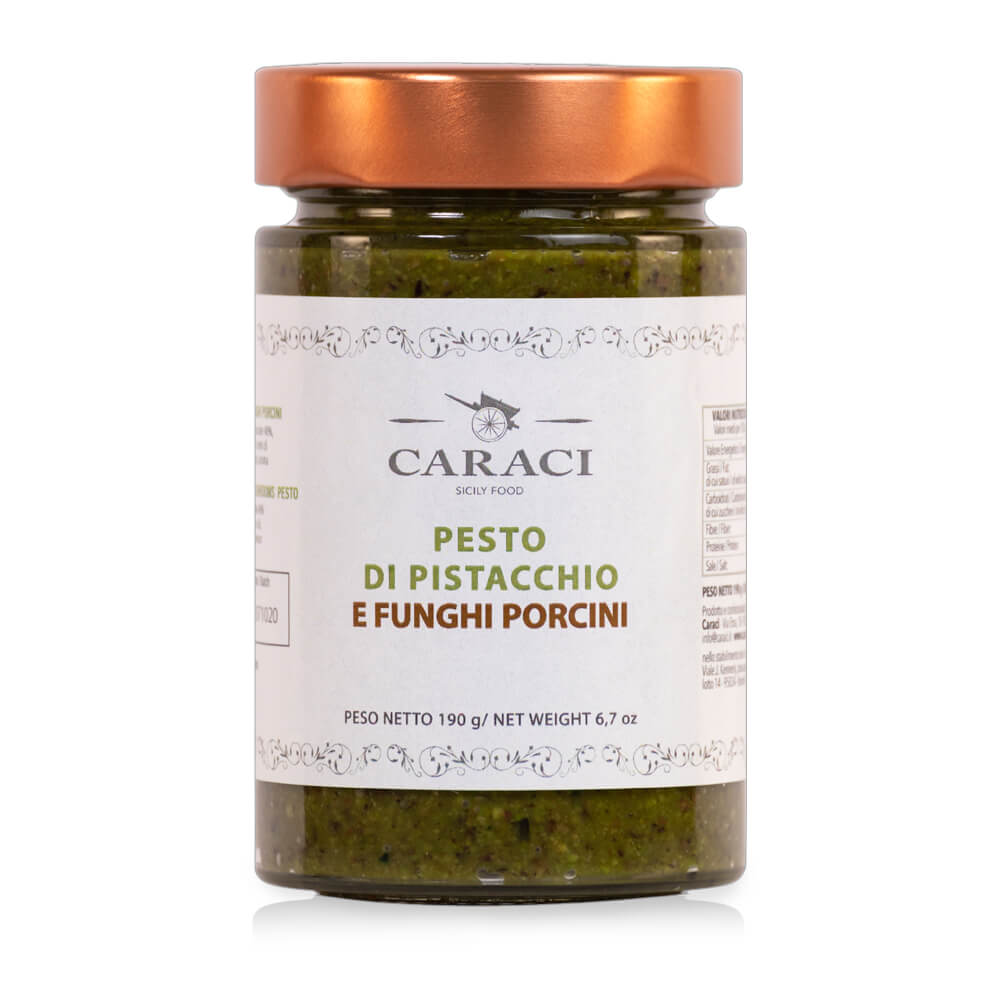Caraci Sicily Food | Pistachio Pesto and Porcini Mushrooms